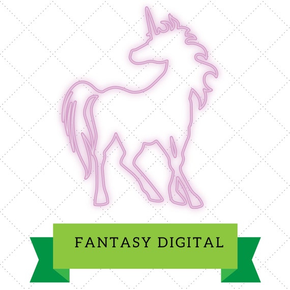 Light Purple Neon Unicorn Clip Art Fantasy Stunning Vector | Etsy