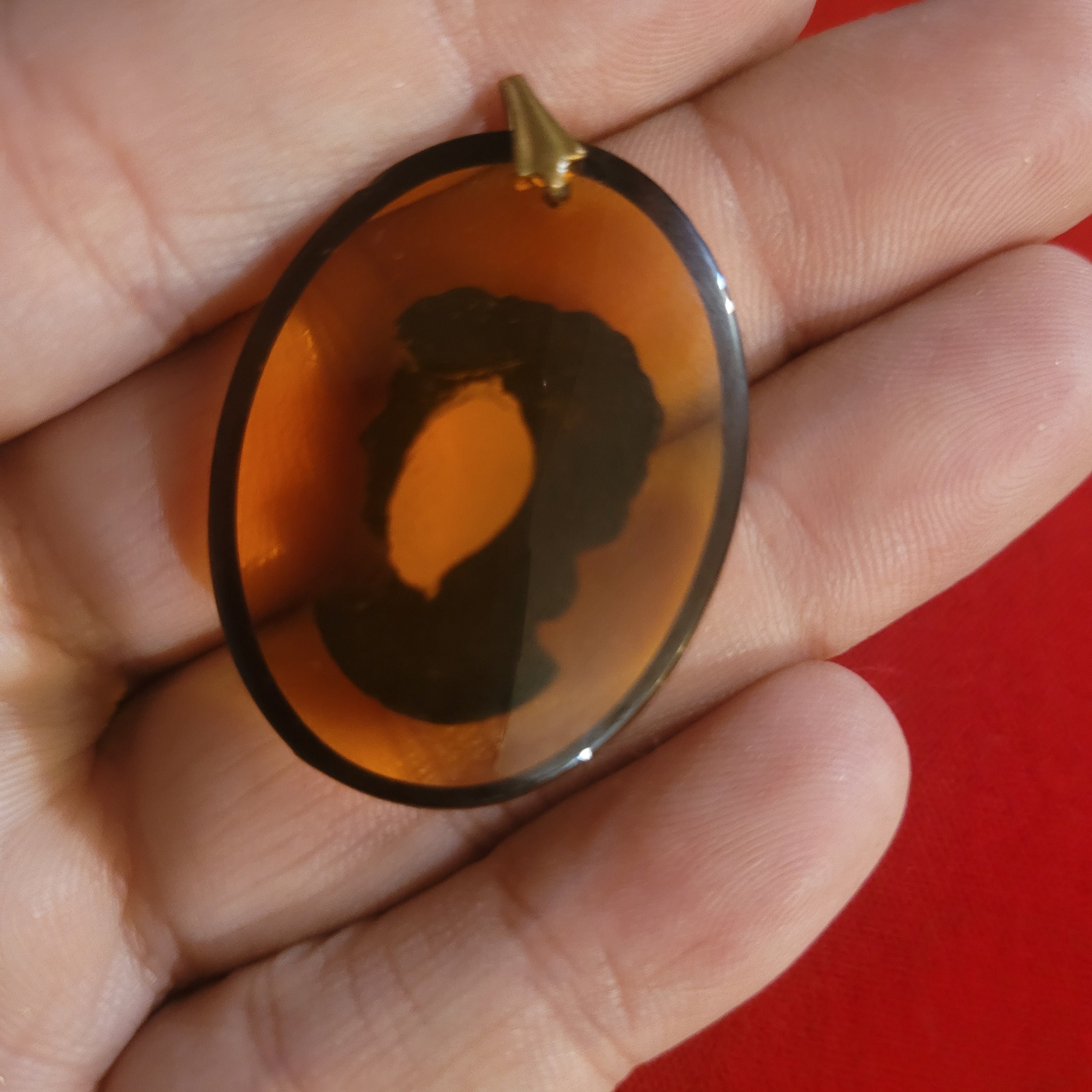 Vintage Amber-colored Glass Cameo, Estate Jewelry, Vintage Jewelry ...