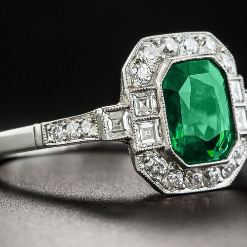 Vintage Emerald Engagement Ring Round Cut Sterling Silver - Etsy