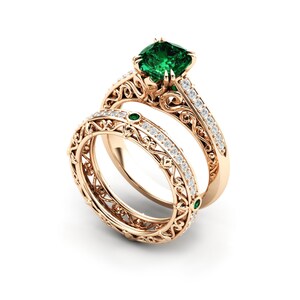 Gemstone Ring, Lab Created Emerald Ring, Emerald Engagement Ring ...