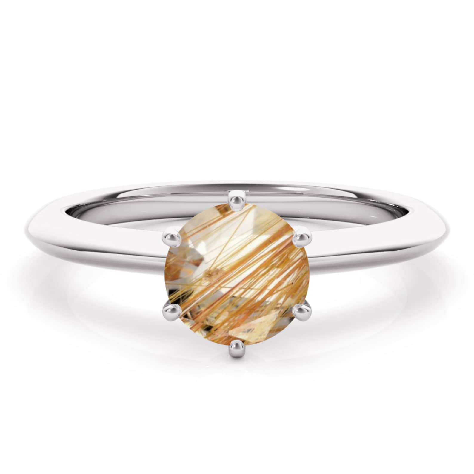 Golden Rutile Ring Natural Rutilated Quartz Ring Solitaire | Etsy