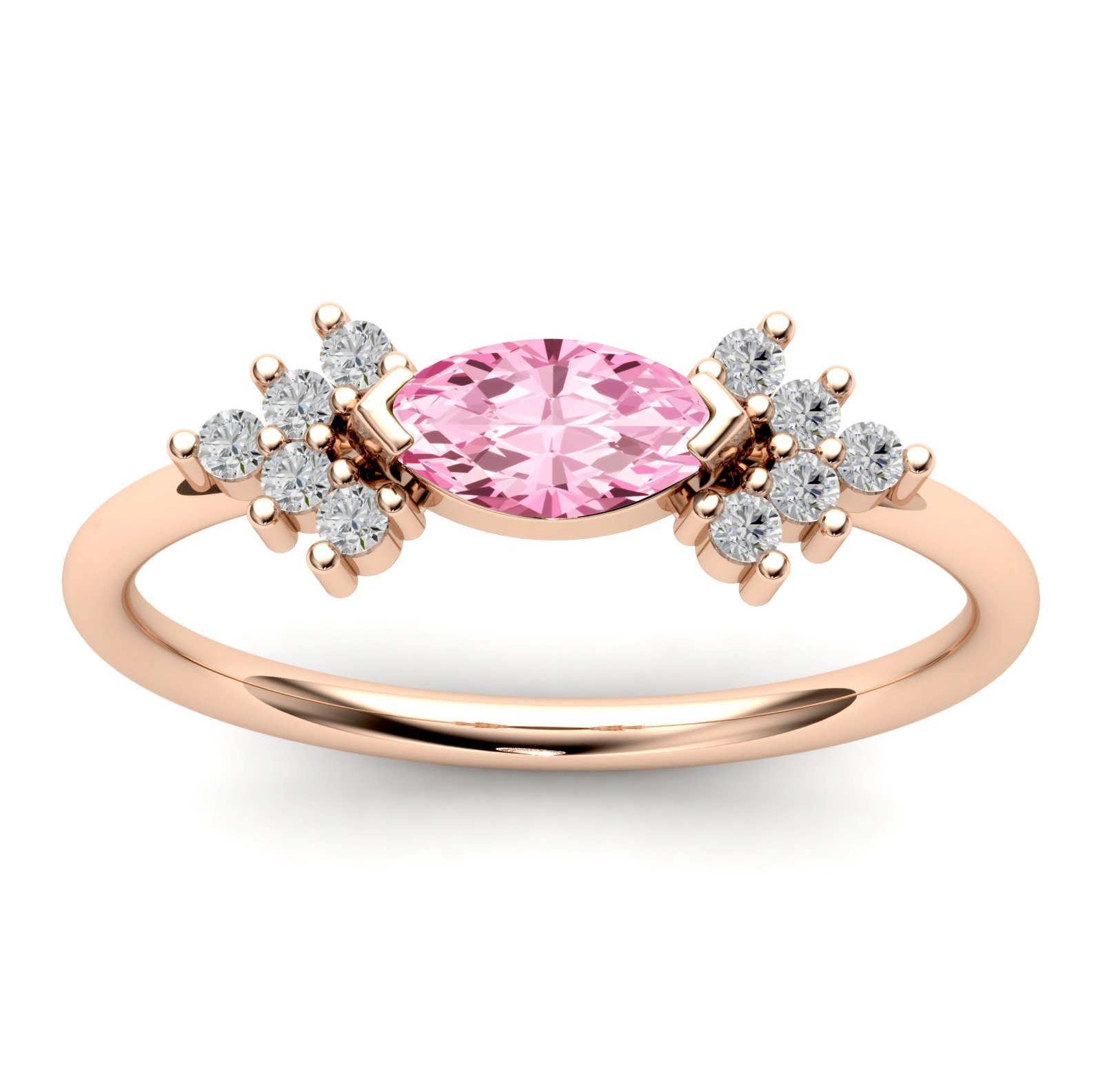 Art Deco Pink Moissanite Engagement Ring Marquise Cut Pink - Etsy