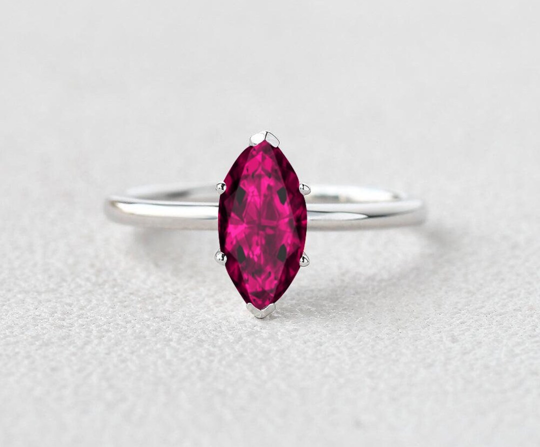 Solitaire Ruby Engagement Ring 14k Rose Gold Ruby Dainty Wedding Ring ...