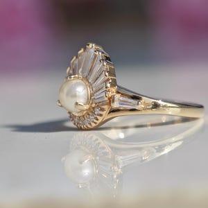 Cluster Pearl Shell Ring, Art Deco Shell Ring , Vintage Pearl Baguette ...