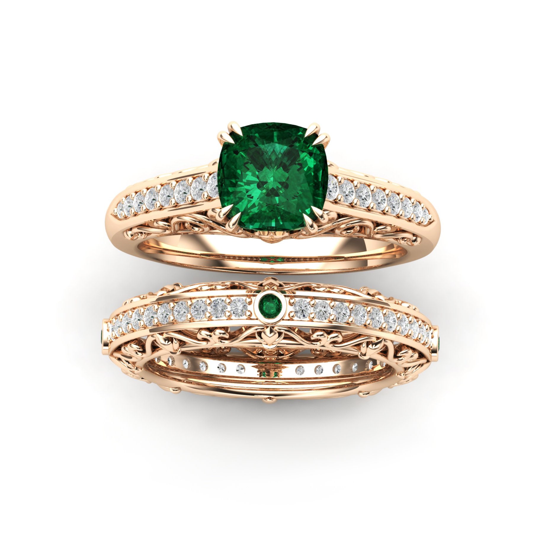 Gemstone Ring Lab Created Emerald Ring Emerald Engagement | Etsy