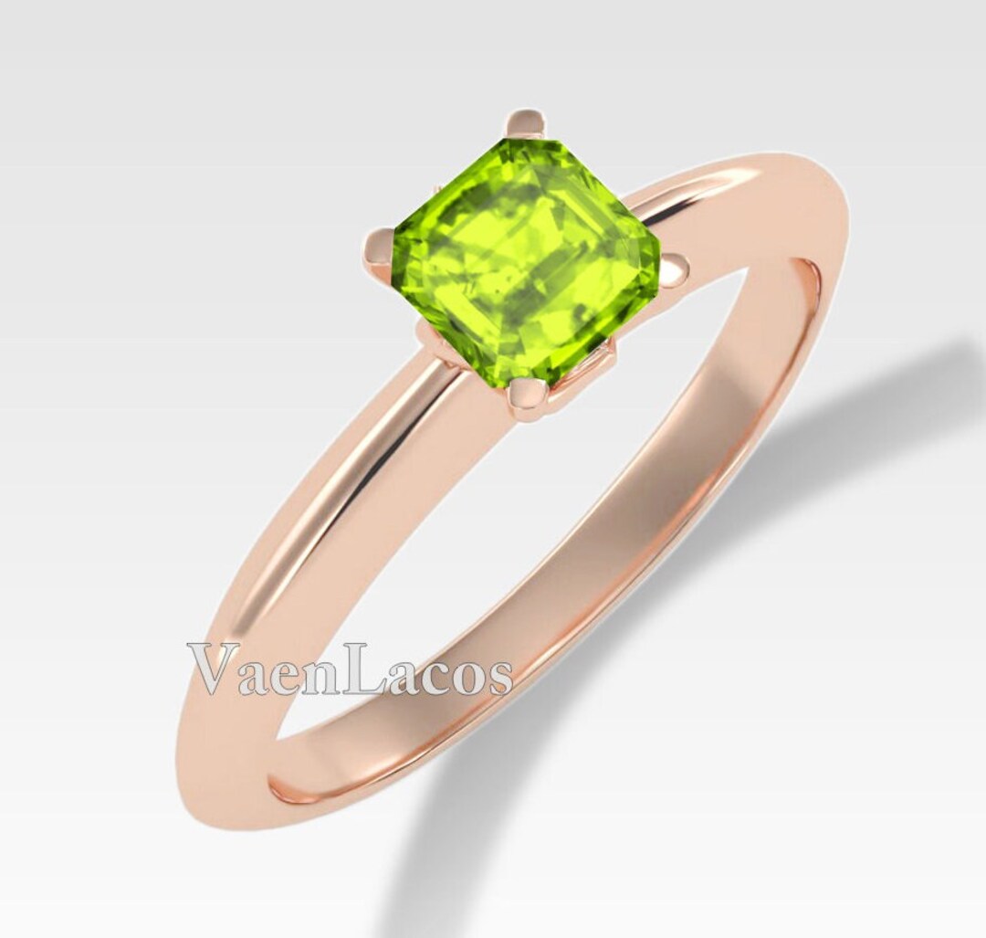 Octagon Shape Peridot Wedding Ring Vintage Peridot Solitaire - Etsy