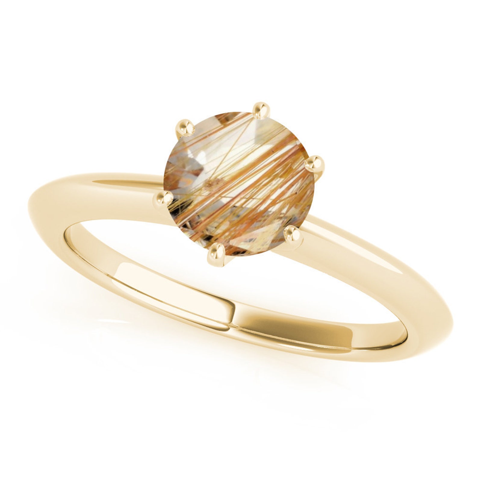 Golden Rutile Ring Natural Rutilated Quartz Ring Solitaire | Etsy