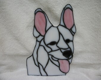 Stained Glass White German Shepherd - Etsy