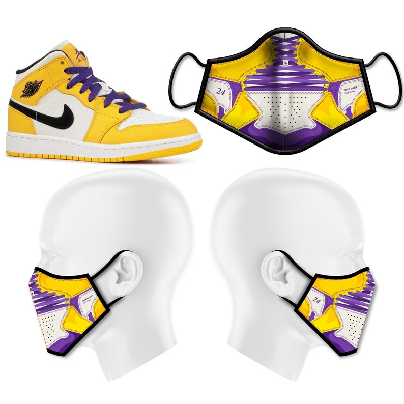 Air Jordan 1 Mid Lakers Face Mask - Etsy