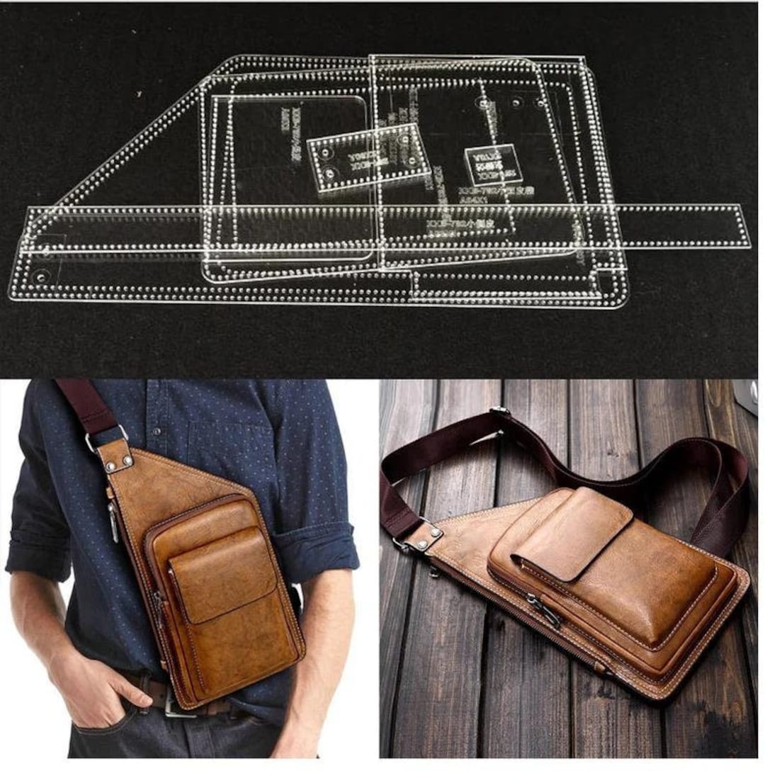 Men Crossbody Bag Shoulder Bags Acrylic Template Leather Pattern DIY ...