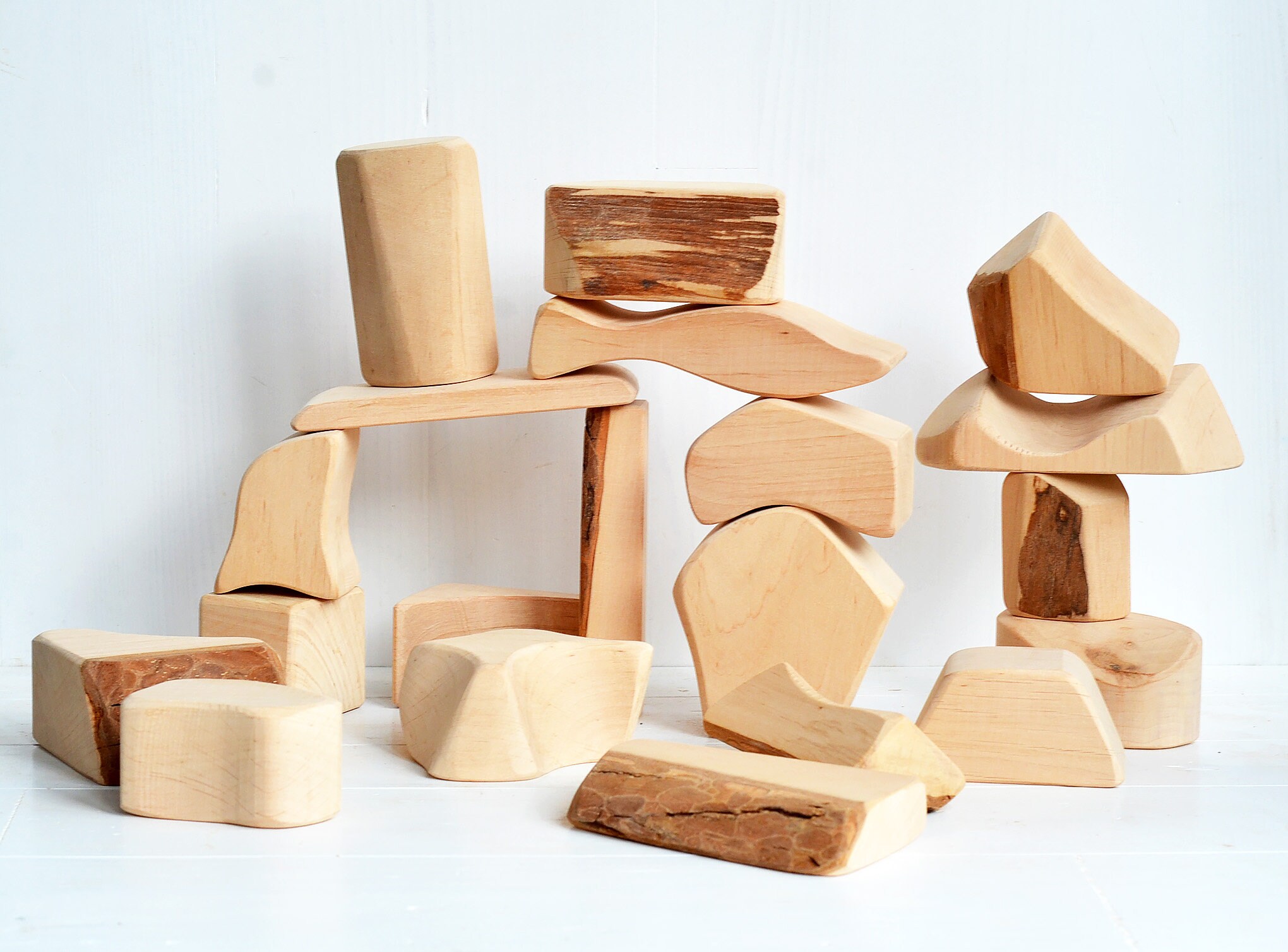 BIG size wooden waldorf blocks Natural wood different shaped | Etsy