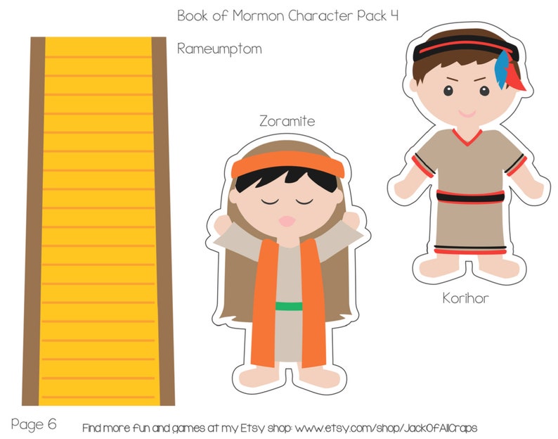 Book of Mormon Character Packs: Lesson Activities (digital PDF) - Etsy
