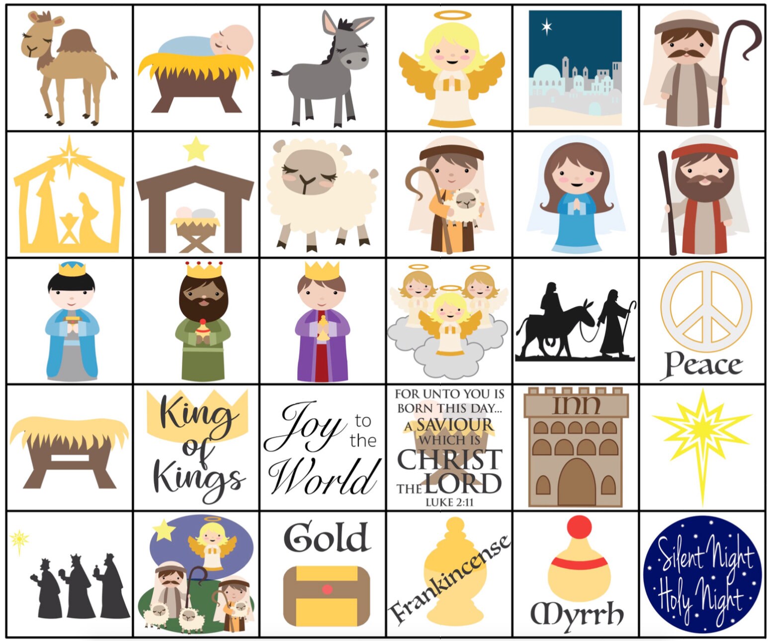 Nativity Bingo Game: Christmas Bingo for Kids (printable PDF) - Etsy