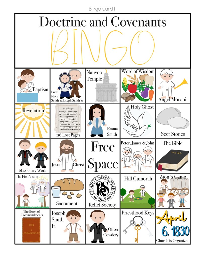 Doctrine & Covenants Bingo: LDS Church Game (instant-download Printable ...