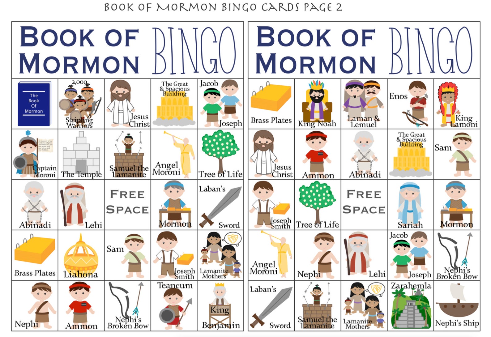 Book of Mormon Bingo Game: LDS Primary Activity (instant-download ...