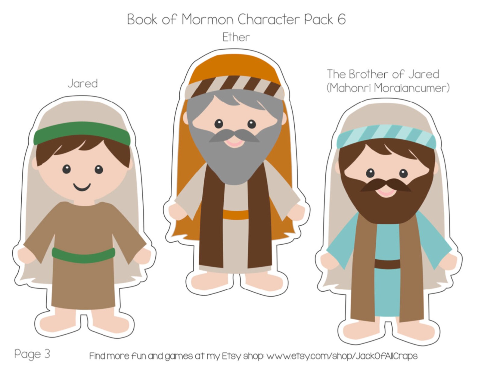 Book of Mormon Character Cutouts: Ether & Moroni, Jesus Christ (instant ...