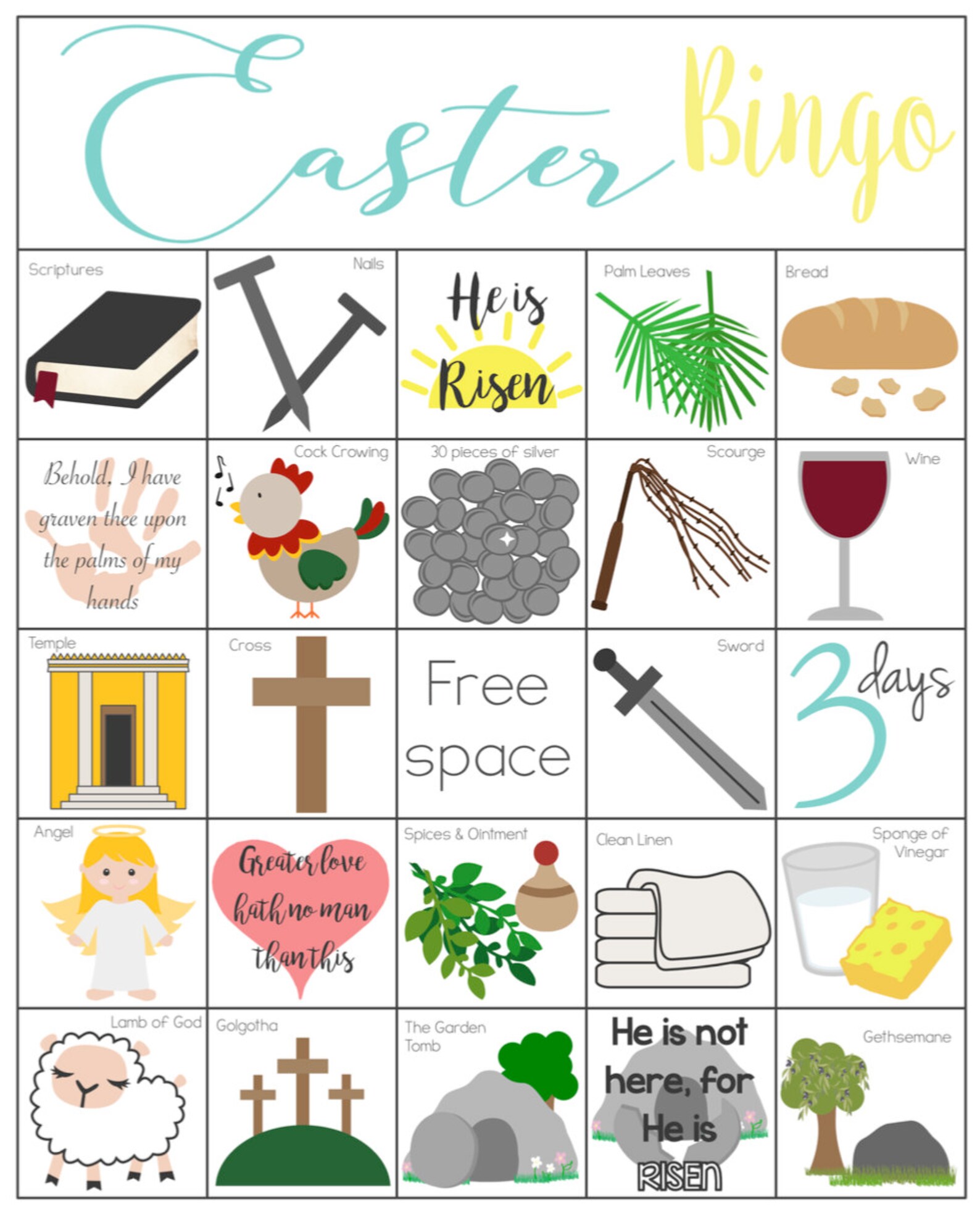 Religious Easter Bingo, Jesus Christ Easter, Church Easter Games ...