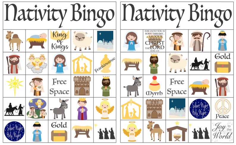 Nativity Bingo, Christmas Bingo, Christian Bingo Game for Kids ...