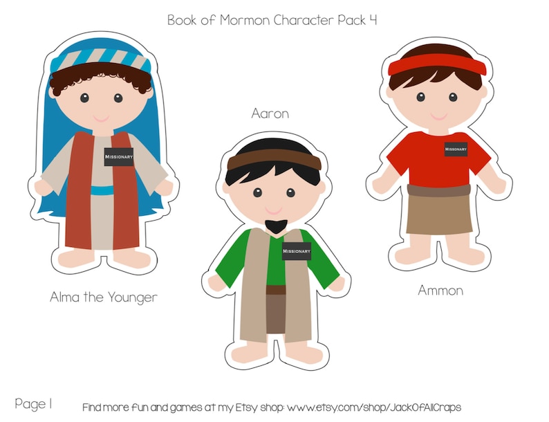 Book of Mormon Character Cutouts: Alma's Stories (instant-download ...