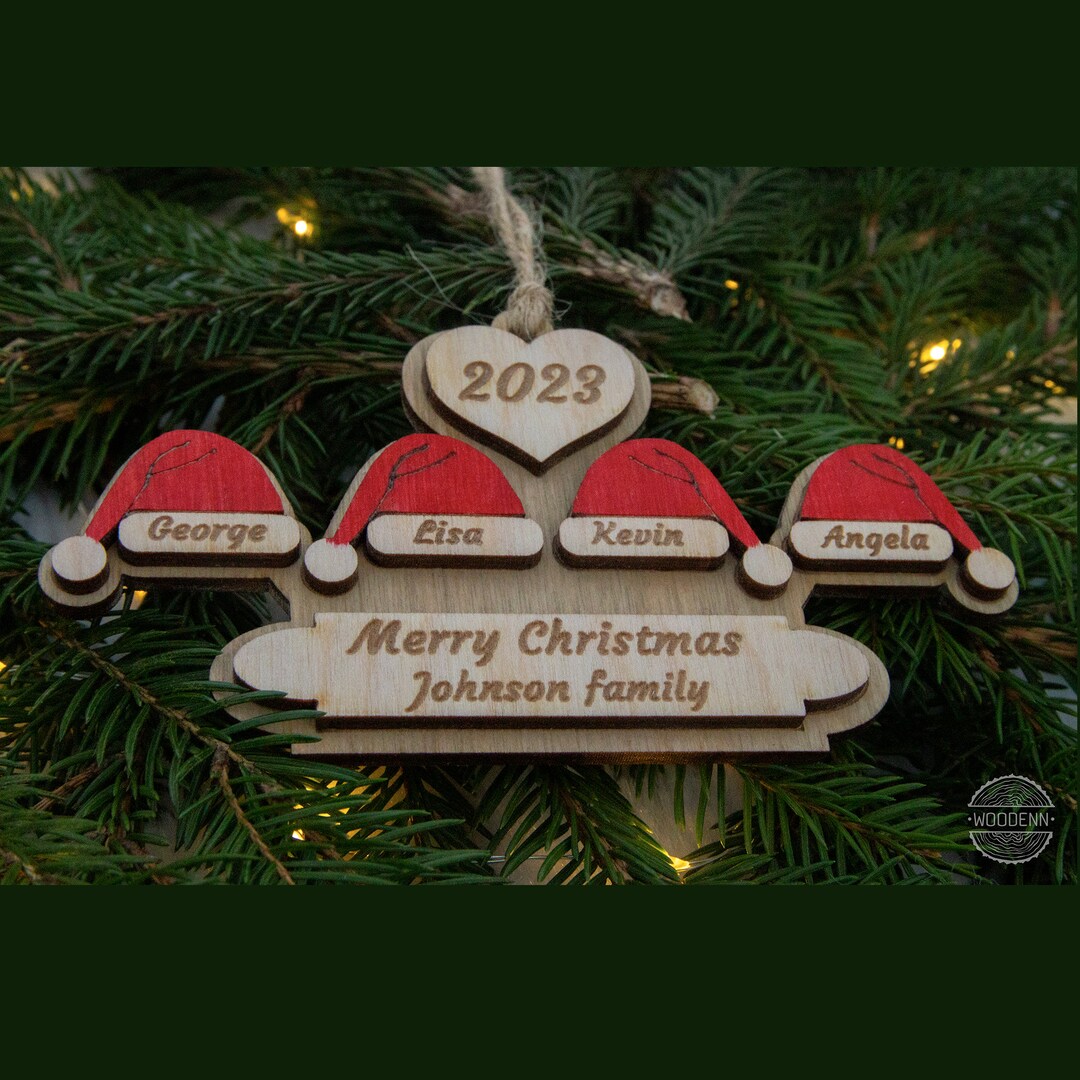 Family Ornament, Santa Hat, Family Tree Ornament, Family Christmas - Etsy