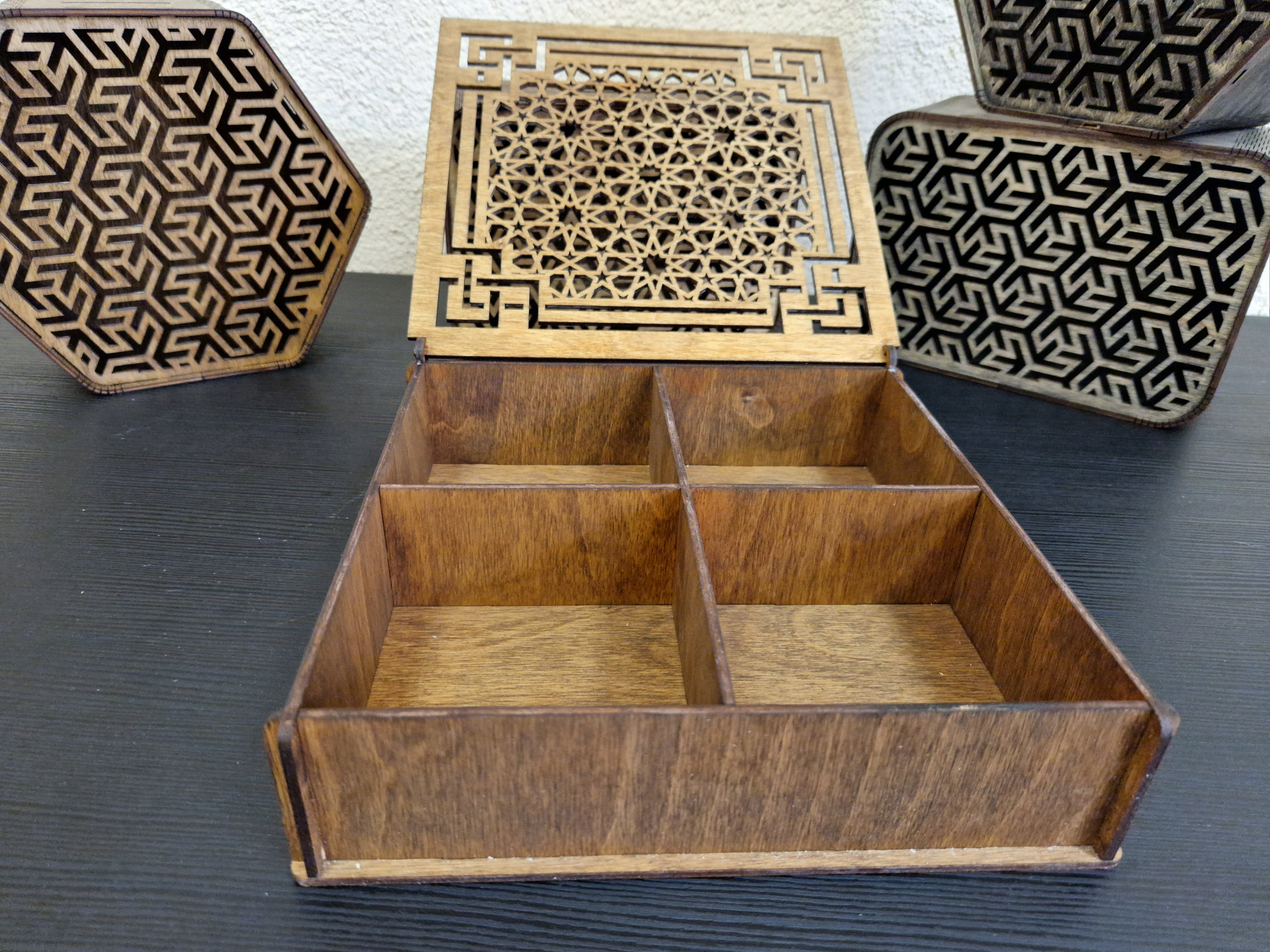 Tea Box With 4 Compartments Tea Box 4 Slots Storage - Etsy