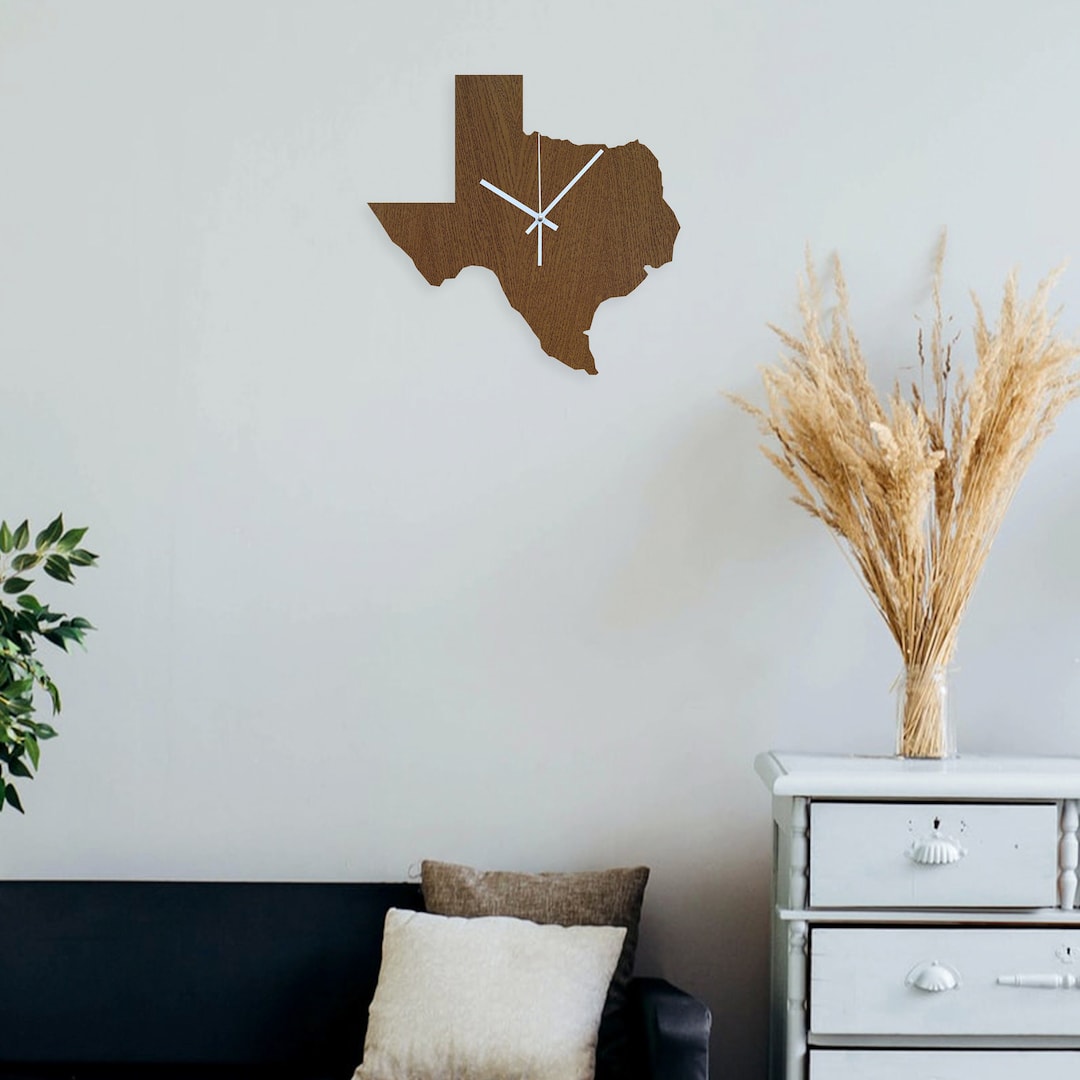 Texas USA Wooden Wall Clock, Home Decor, Gift for Home, Living Room ...