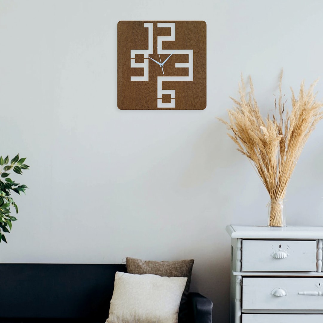 Modern Wooden Wall Clock Polygon Clock Minimal Geometrical - Etsy