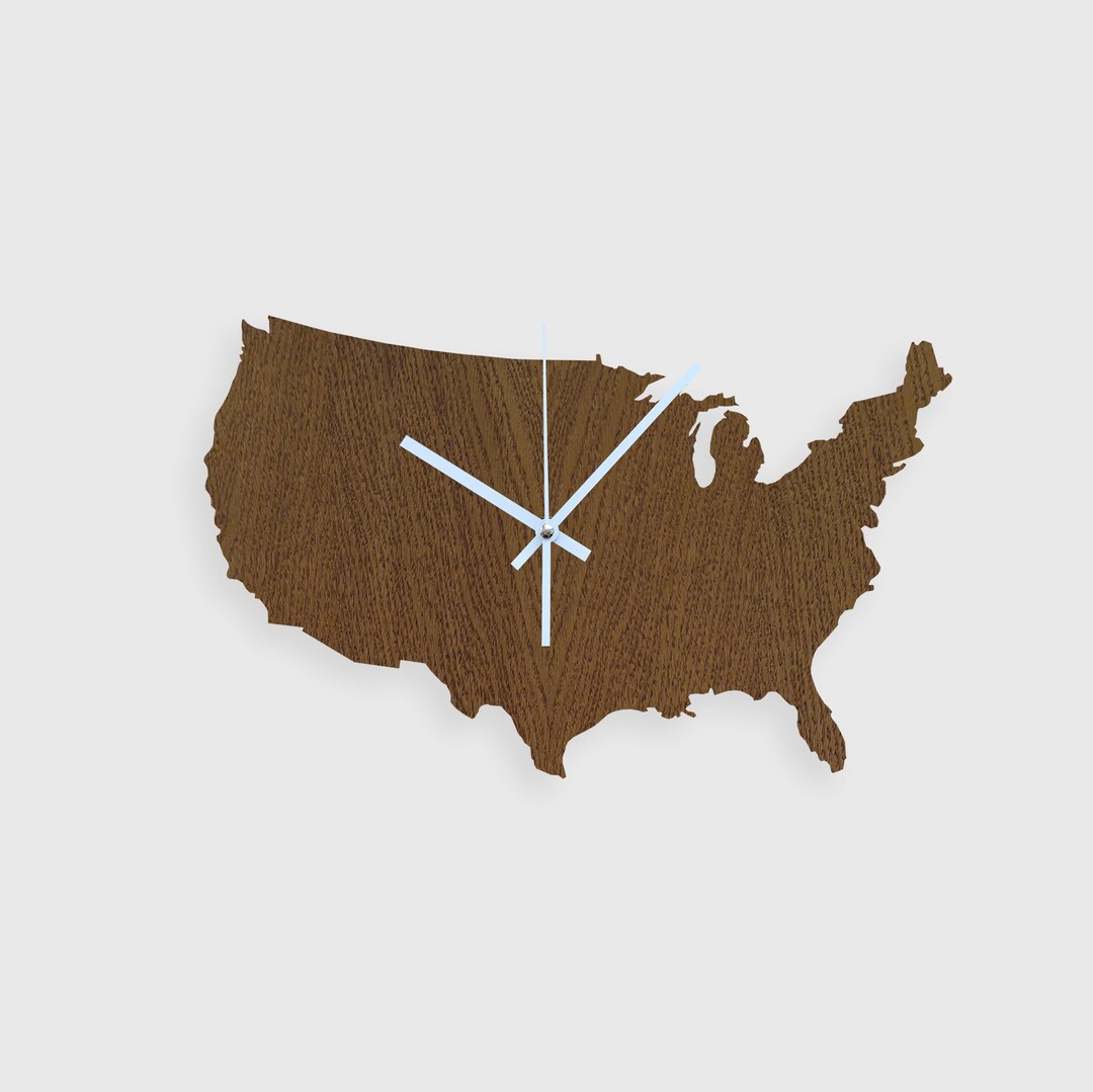 USA Map, Natural Oak Wooden Wall Clock, Home Decor, Gift for Home ...