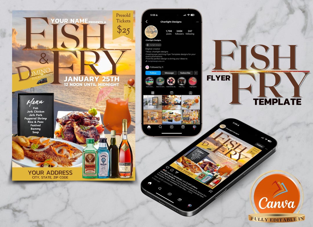 Fish Fry Flyer Template | Editable Canva Event Flyer | Church ...