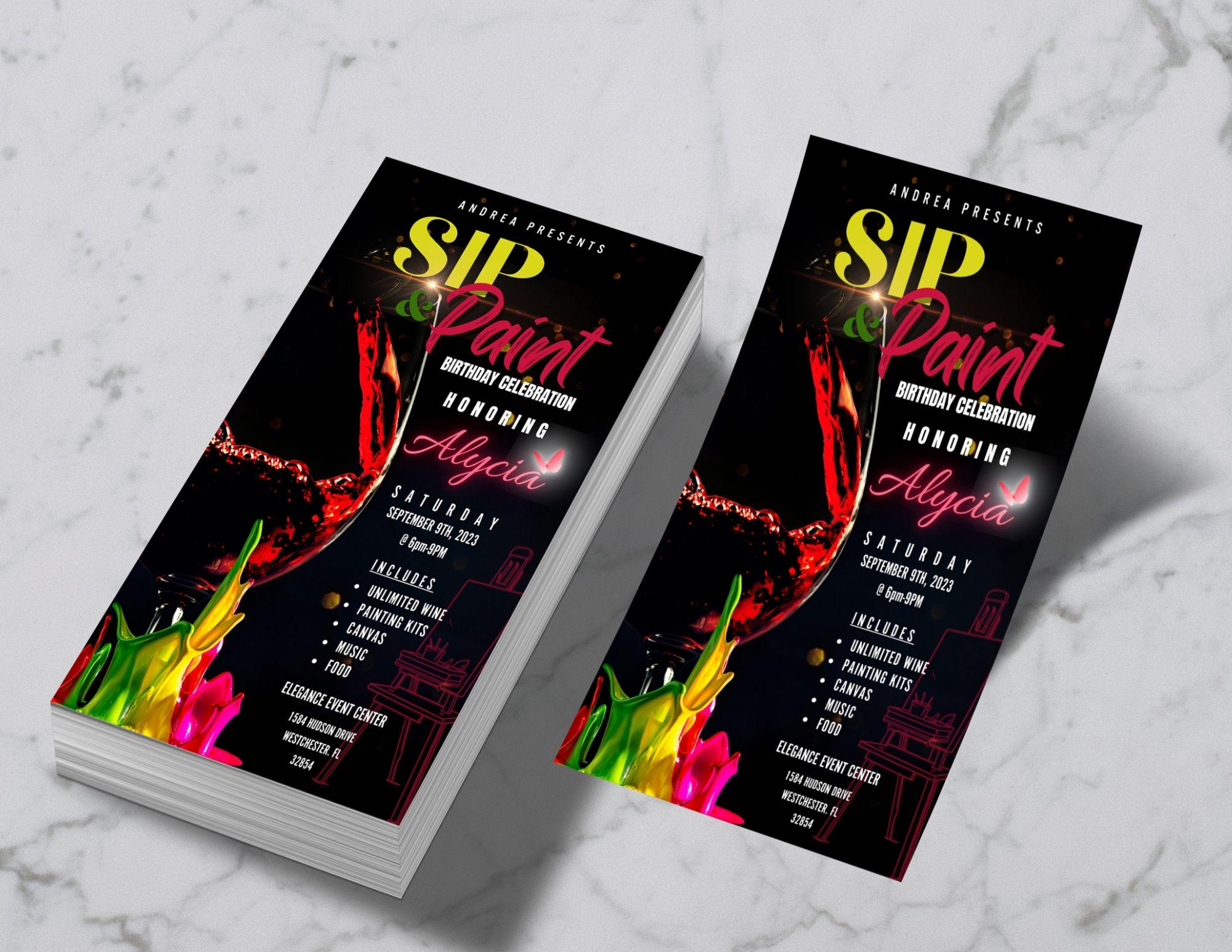 Editable Sip and Paint Flyer Template | Canva Wine Night Invitation ...