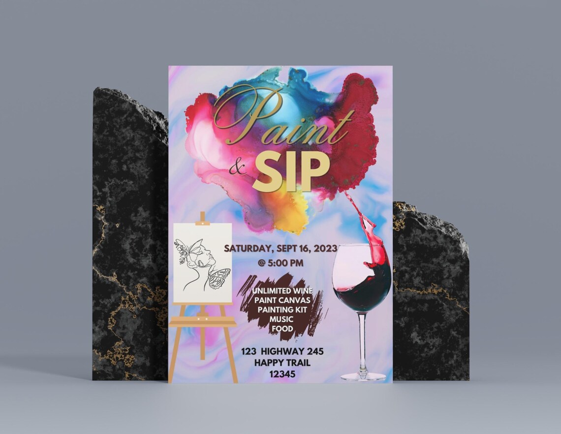 Paint and Sip Flyer Template - Etsy