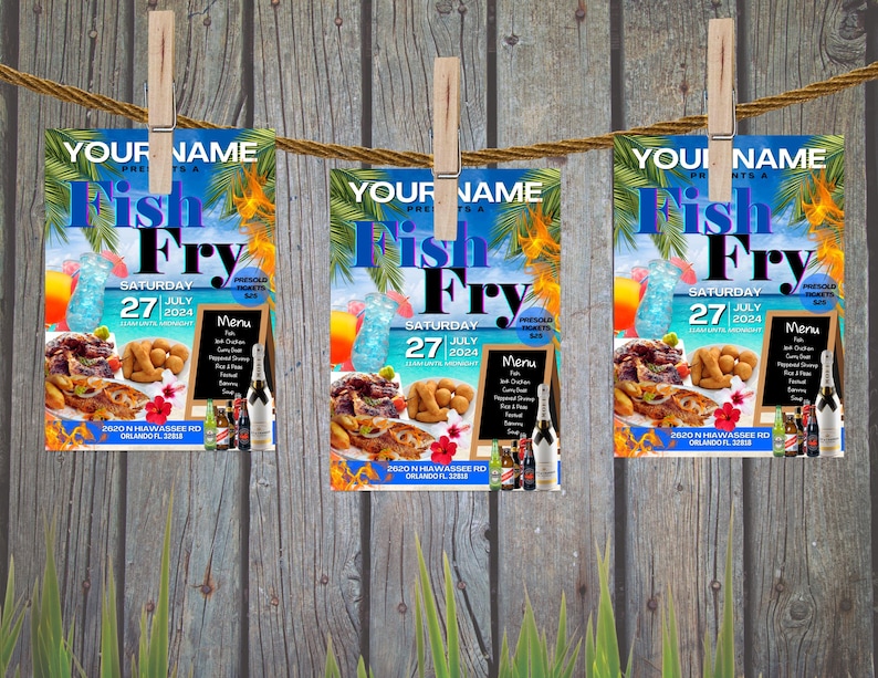 Editable Fish Fry Event Flyer Template | Canva, Seafood Dinner (digital ...