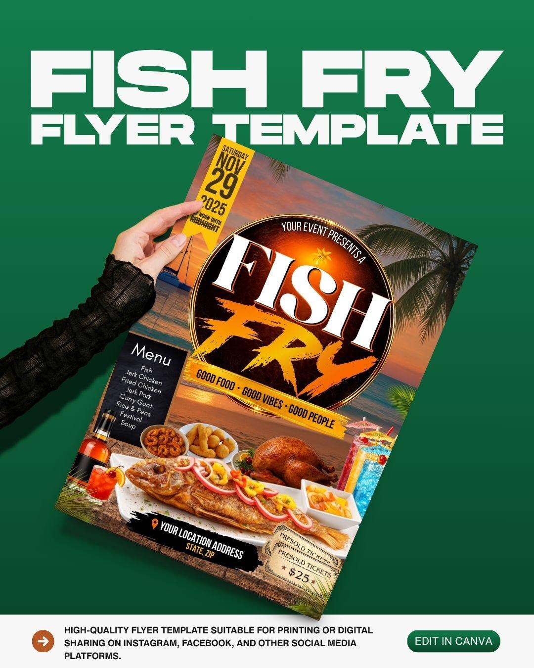 Fish Fry Flyer Template | Editable Seafood Event Flyer | Cookout Party ...