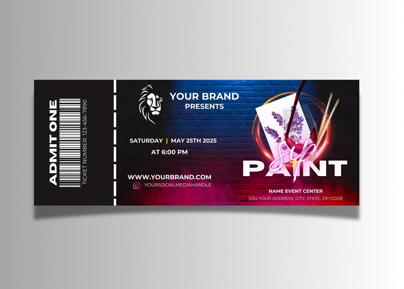 Paint and Sip Custom Event Ticket Template - Etsy