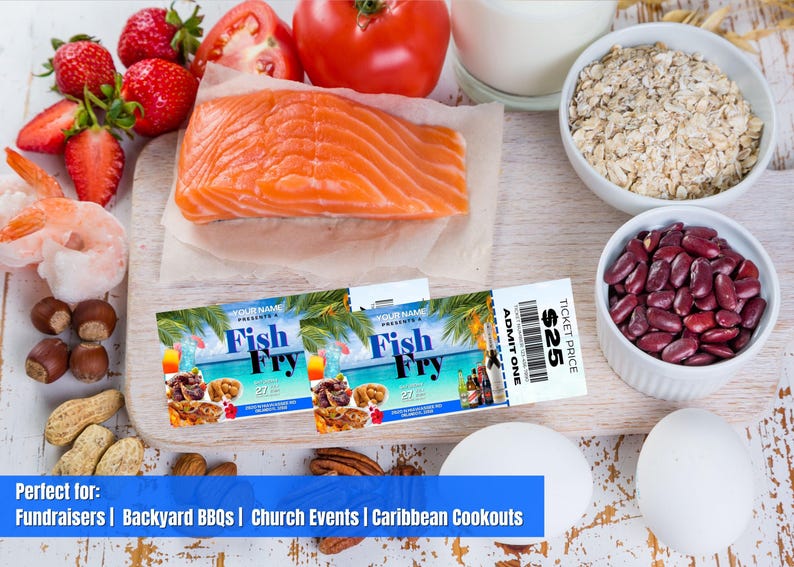 Fish Fry Flyer and Ticket Template | BBQ Fundraiser, Cookout Event ...