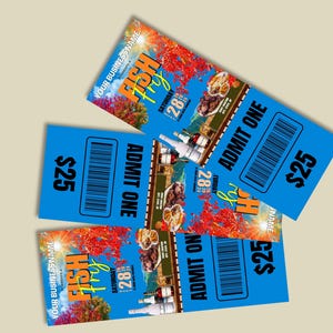 Fish Fry Ticket Template | Editable Canva Ticket | Printable Event ...