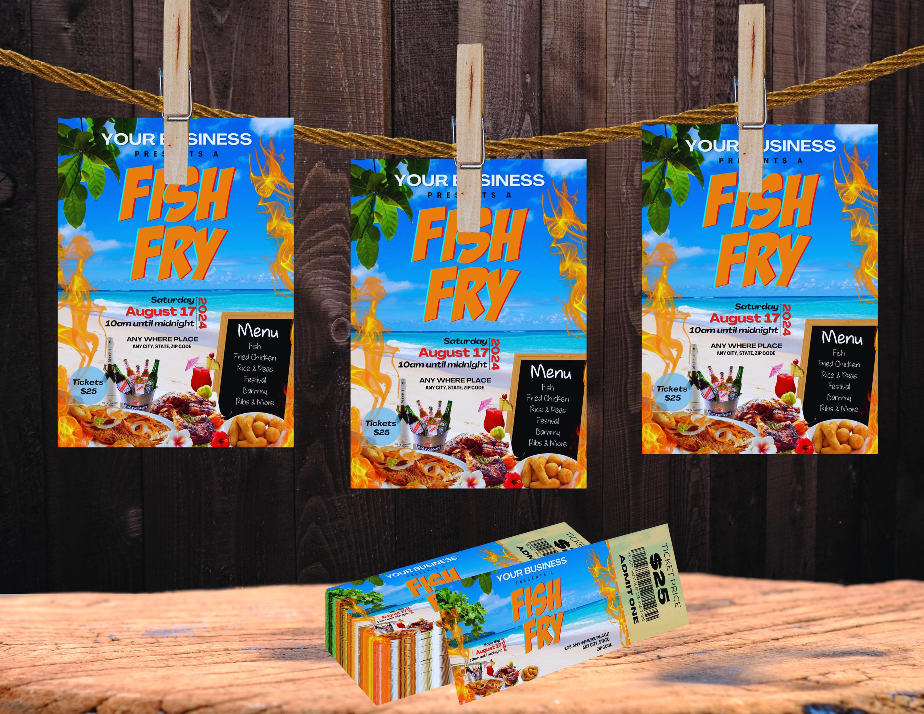Fish Fry Flyer and Ticket Bundle | Editable Canva Templates | Church ...
