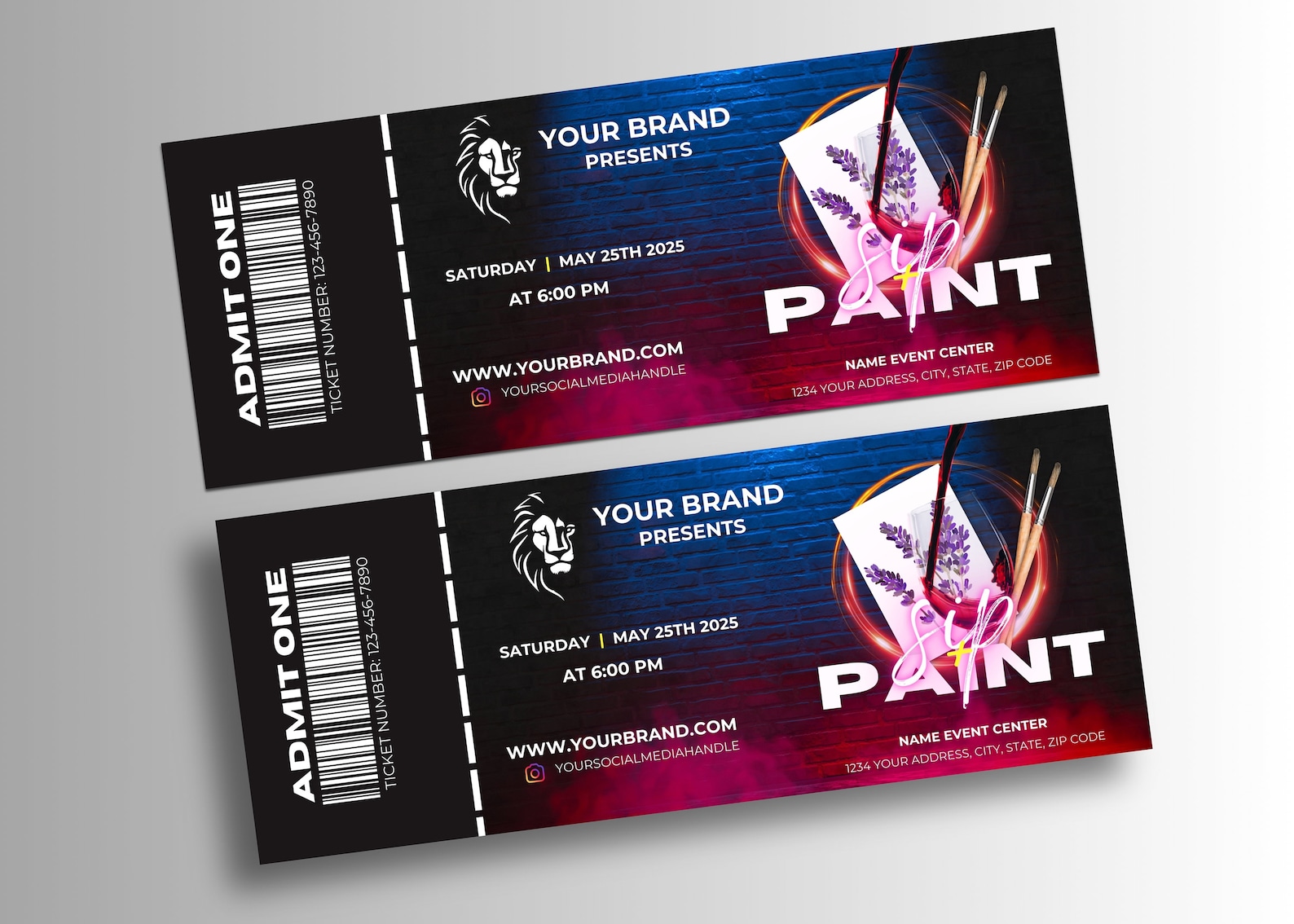 Paint and Sip Custom Event Ticket Template - Etsy