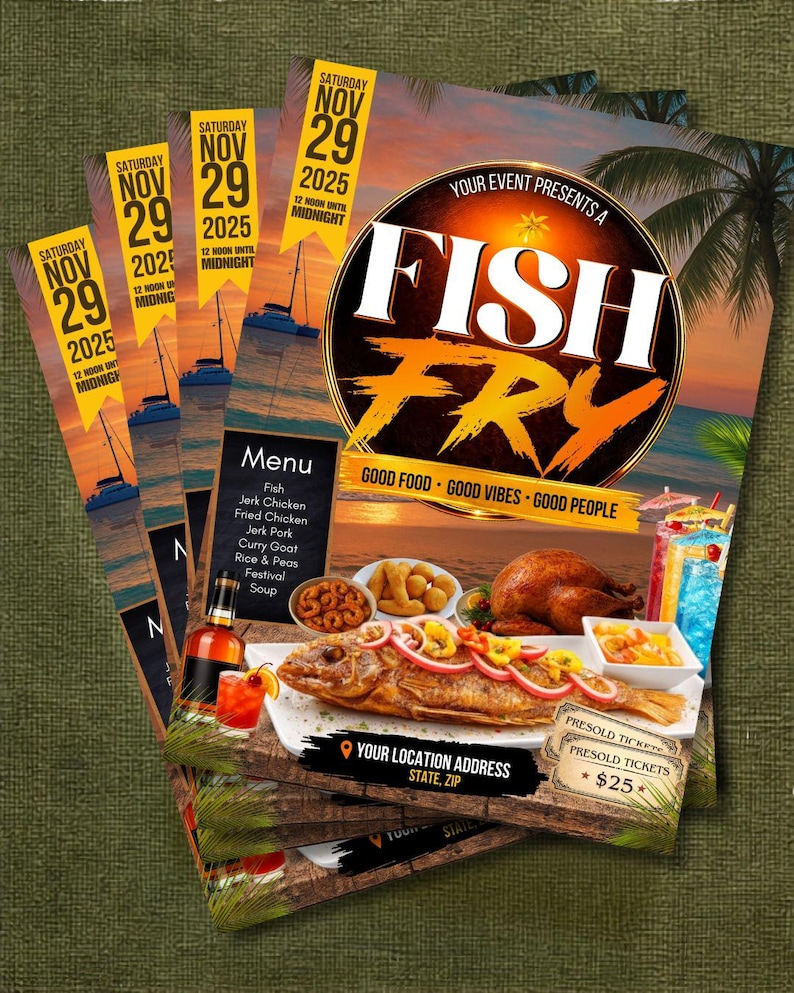 Fish Fry Flyer Template | Seafood Event, Cookout, BBQ Poster (digital ...