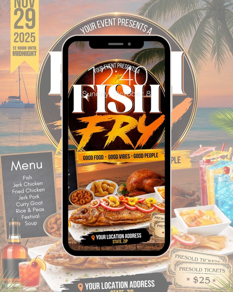 Fish Fry Flyer Template | Seafood Event, Cookout, BBQ Poster (digital ...