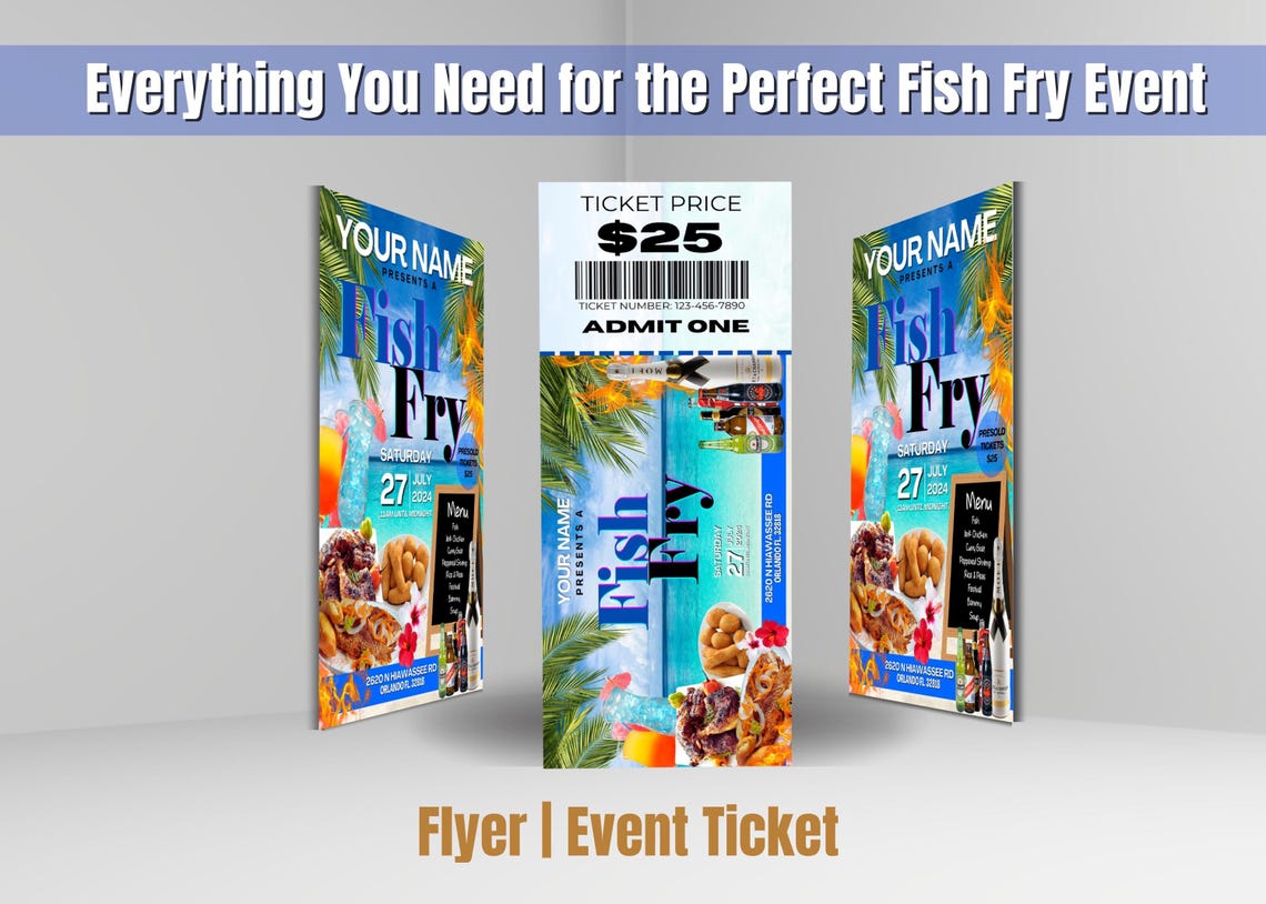 Fish Fry Flyer and Ticket Template | BBQ Fundraiser, Cookout Event ...