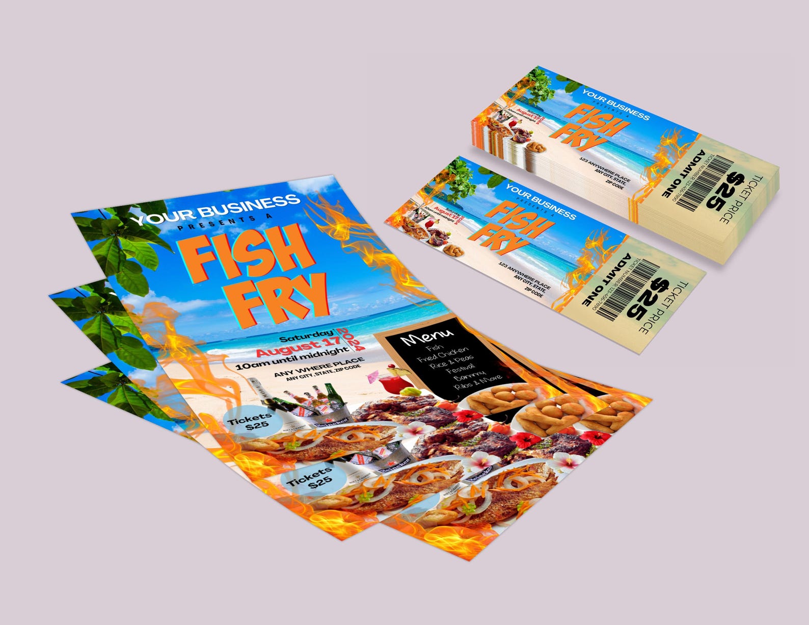 Fish Fry Flyer and Ticket Bundle | Editable Canva Templates | Church ...