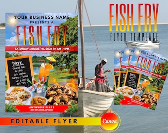 Fish Fry Flyer Template | Editable Canva Event Flyer | Church ...