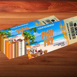 Editable Fish Fry Ticket Template | Canva Event Ticket | Summer Cookout ...