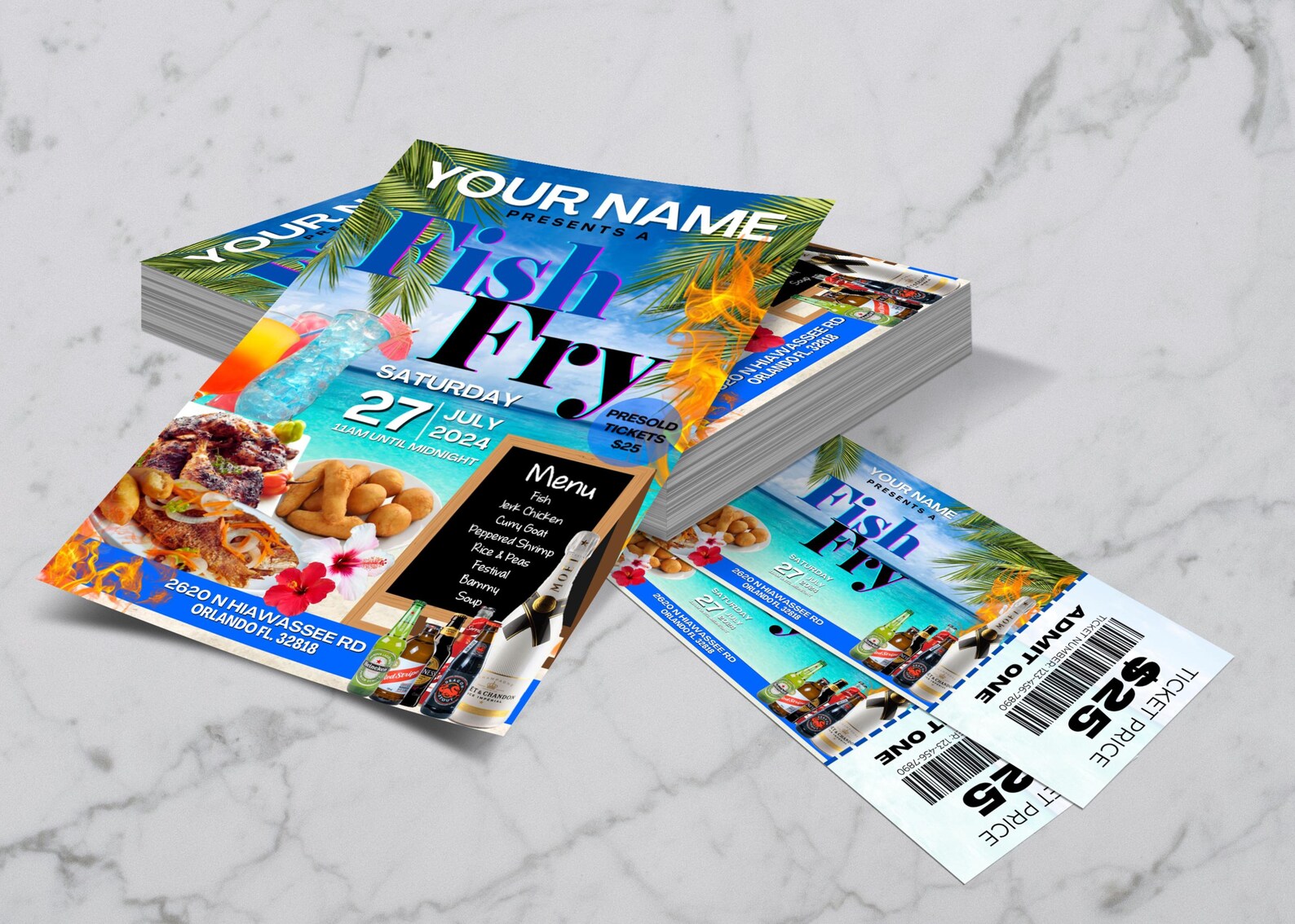 Fish Fry Flyer and Ticket Template | BBQ Fundraiser, Cookout Event ...