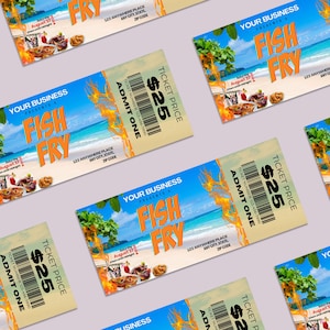 Editable Fish Fry Ticket Template | Canva Event Ticket | Summer Cookout ...