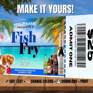 Fish Fry Flyer and Ticket Template | BBQ Fundraiser, Cookout Event ...