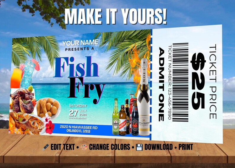 Fish Fry Flyer and Ticket Template | BBQ Fundraiser, Cookout Event ...