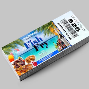 Editable Fish Fry Ticket Template | Canva Event Ticket | Printable ...