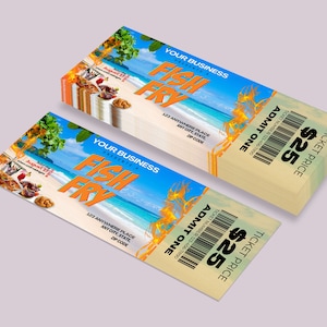 Editable Fish Fry Ticket Template | Canva Event Ticket | Summer Cookout ...